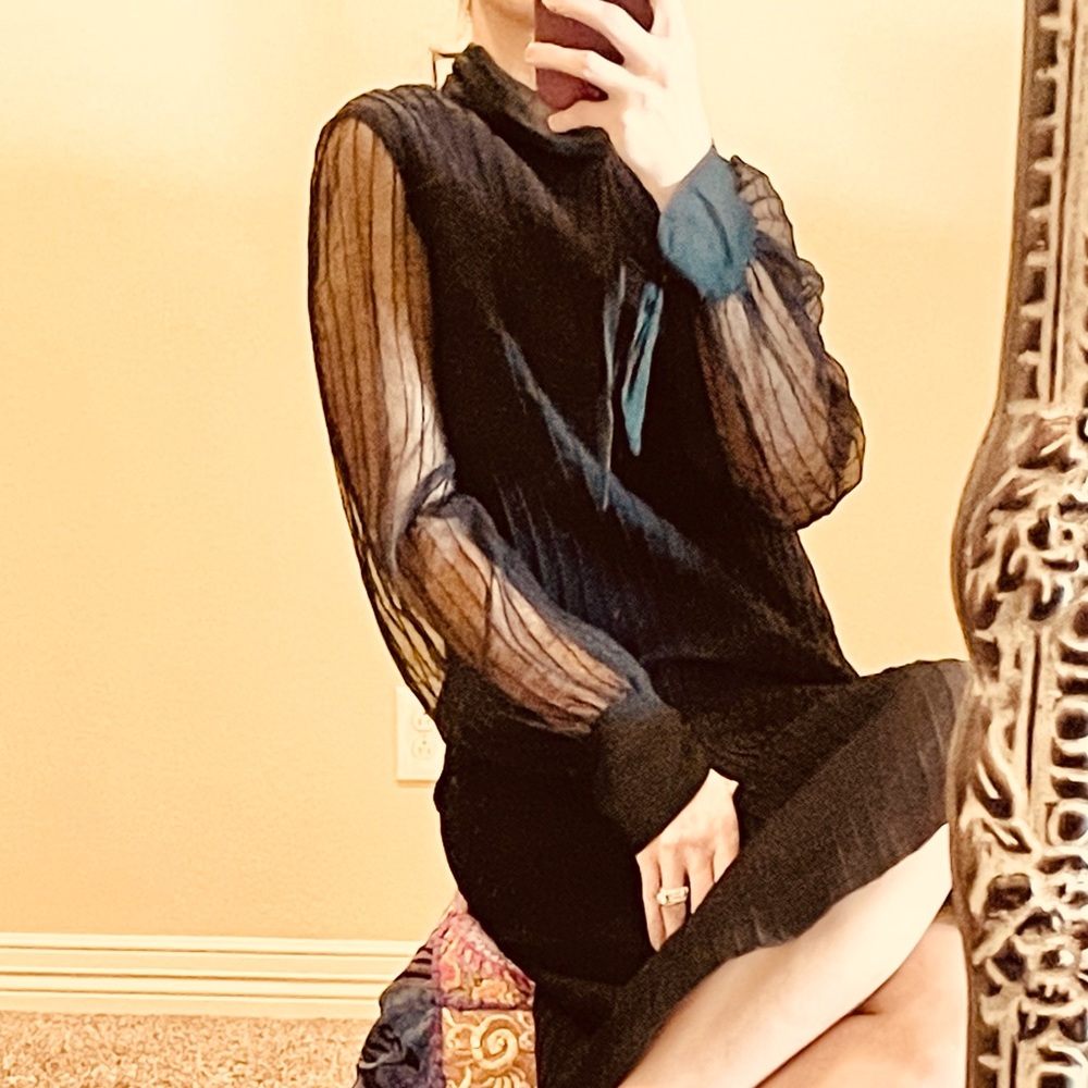 Vintage Dominic Rompollo Shadow Stripe Chiffon Black … - Gem